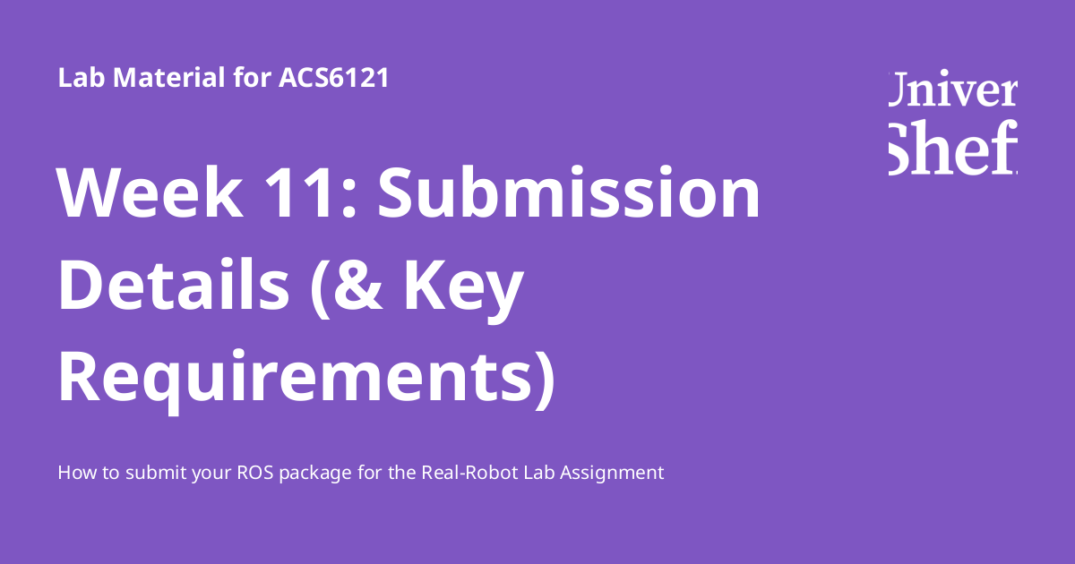 Week 11: Submission Details (& Key Requirements) - Lab Material for ACS6121